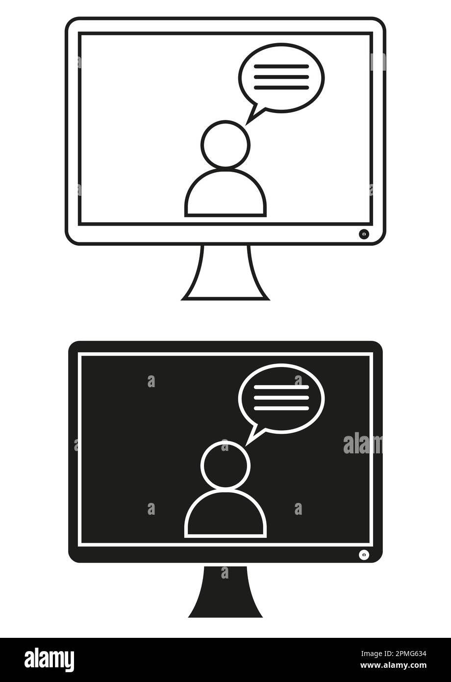 Black And White Chat Conversation Vector Flat Icon Stock Vector Image ...