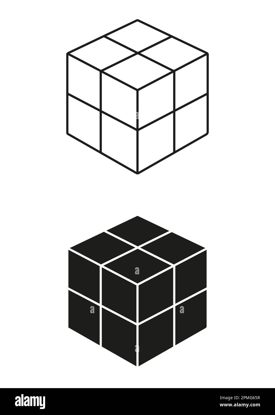 Black And White Cube Toy Icon Flat Design Vector Stock Vector Image ...