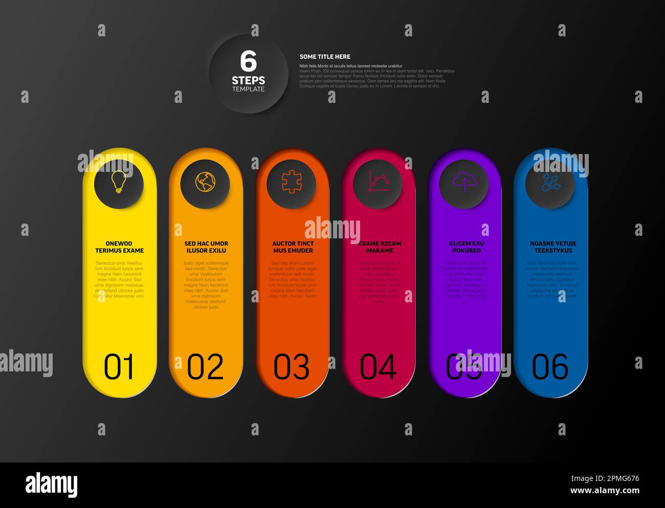 Vvector progress steps template with descriptions and icons in ovals ...