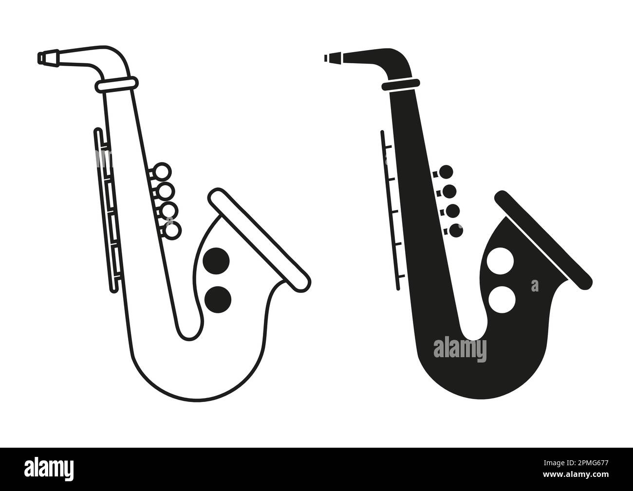 Black And White Saxophone Icon Flat Design Vector Stock Vector Image ...