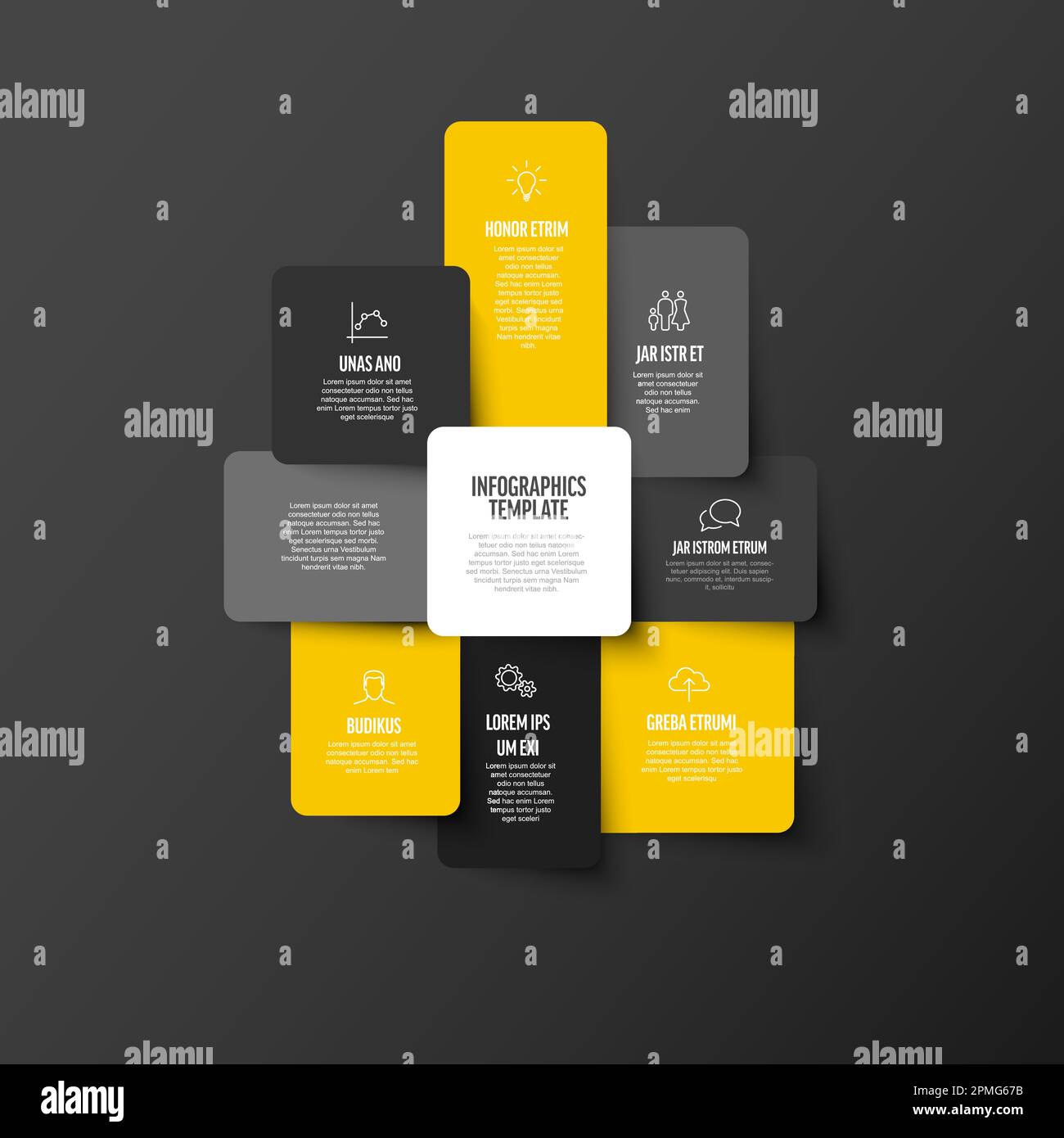 Vector dark gray and yellow template design infographic made from ...