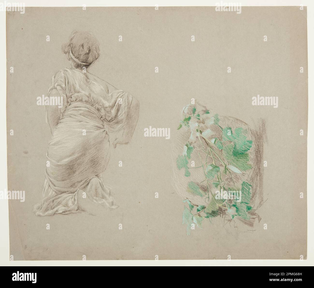 Drawing, Study for a kneeling woman, “Vintage Festival,” Mendelssohn ...