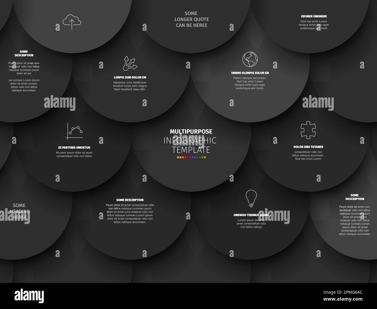 Vector Minimalist dark gray infographic report template with circle ...