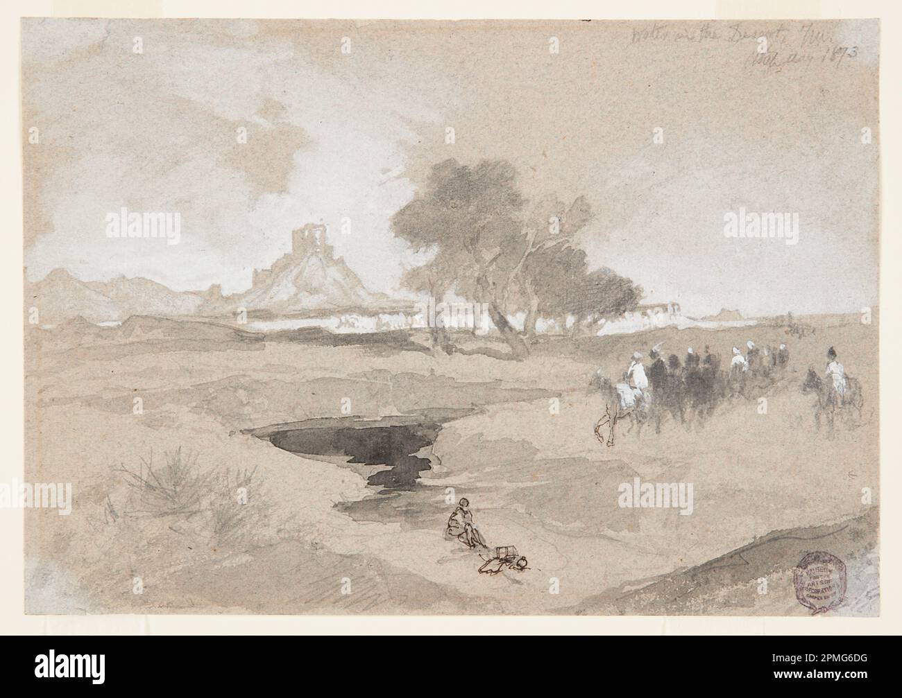 Drawing, Waterhole in the Desert, Utah; Thomas Moran (American, b ...