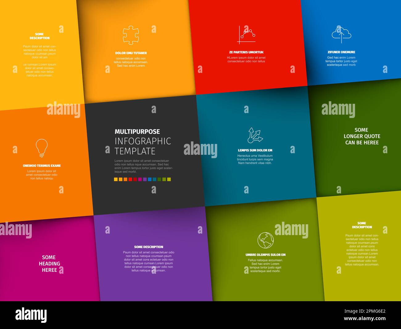 Vector Minimalist colorful mosaic Infographic report template with ... Vector Minimalist colorful mosaic Infographic report template with ...