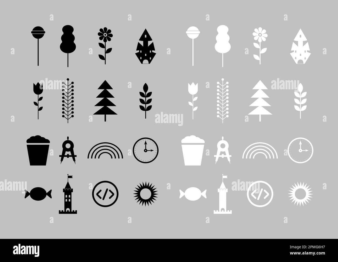 Set Of Different Icons Vector. Black And White Different Icon ...