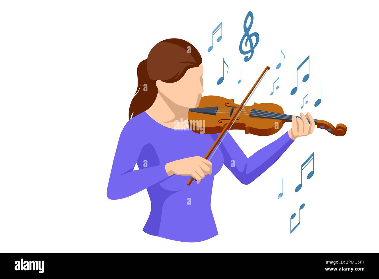 Isometric violinist. Woman playing the violin. Classical stringed ...