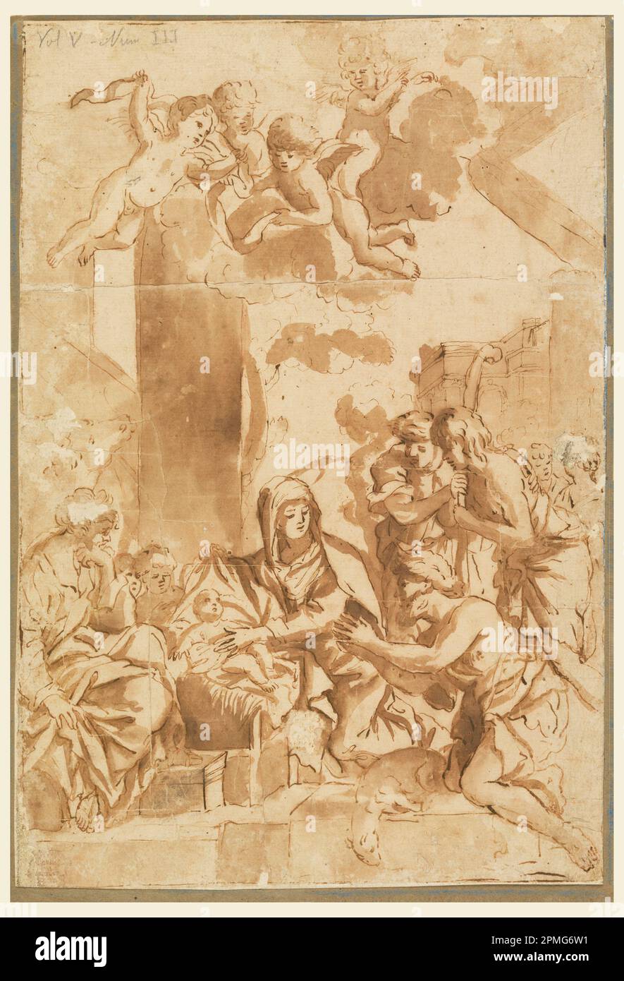 Drawing, Adoration of the Shepherds; Italy; pen and brown ink, brush ...