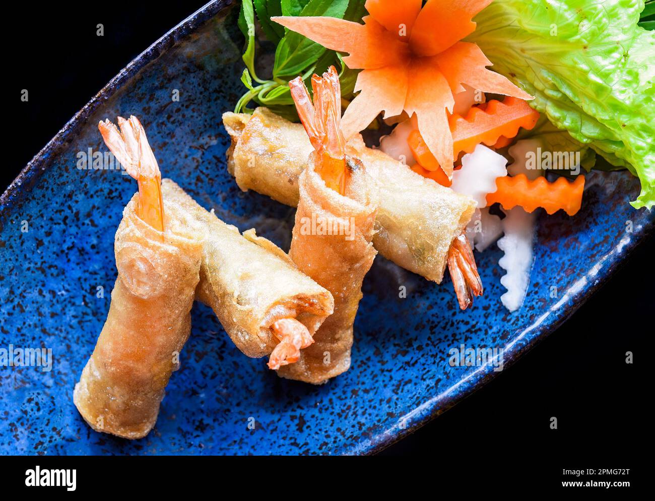 Traditional fried vietnamese spring rolls with shrimps and pork, rice ...