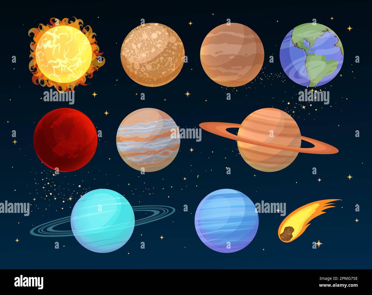 Cartoon Solar System planets collection, set Stock Vector Image & Art ...