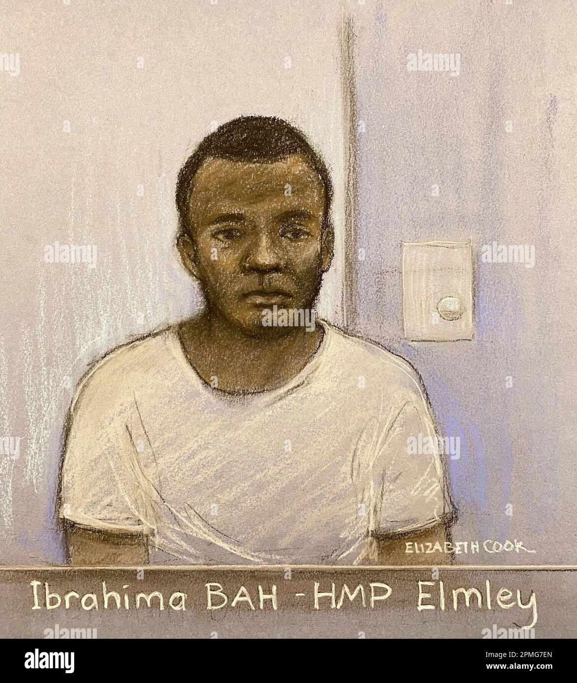 Court artist drawing by Elizabeth Cook of Ibrahima Bah, 19, at ...