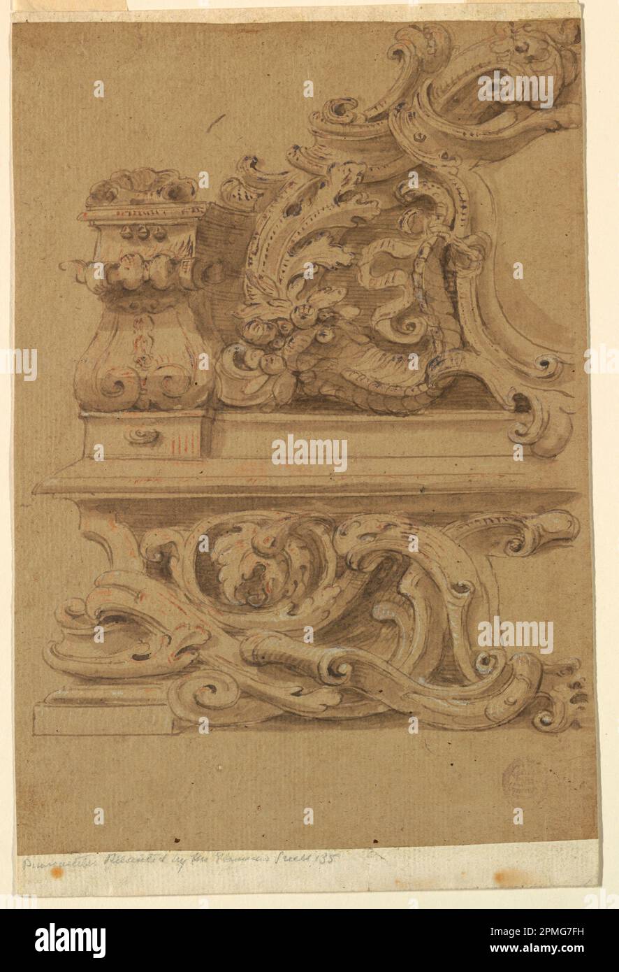 Drawing, Project for Entablature and Pediment; Italy; pencil, pen and ...