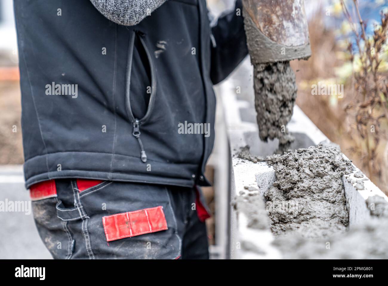 concreting of the foundation of a new building under construction Stock ...