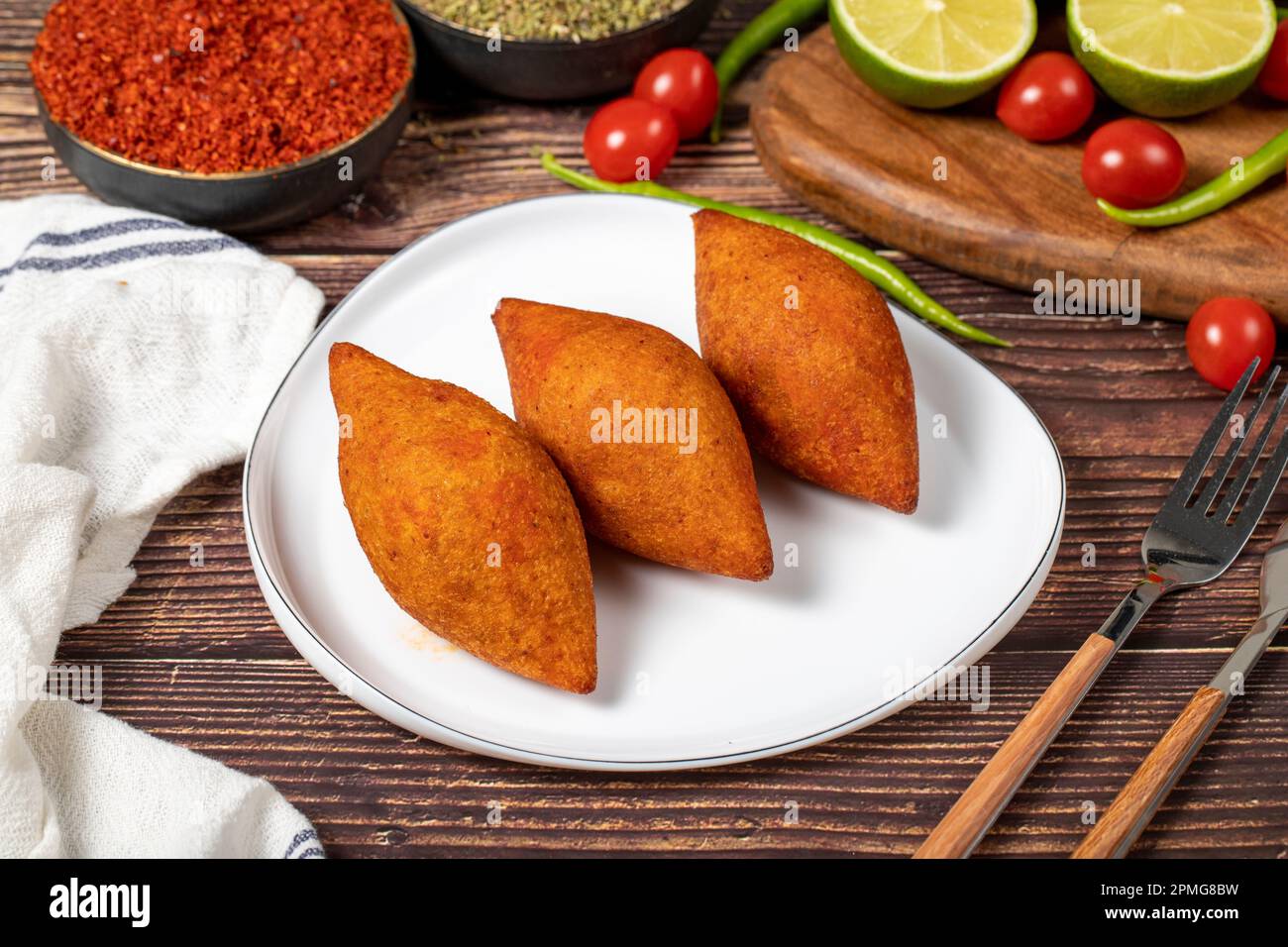 Turkish stuffed meatballs. Arabian and Turkish cuisine flavored icli ...