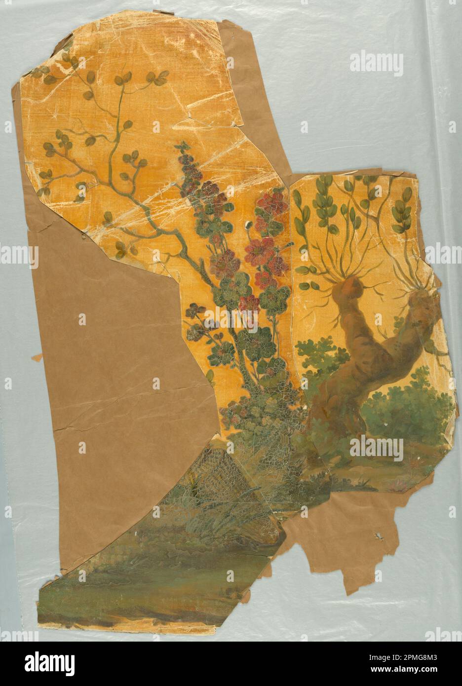 Scenic (possibly China); hand painted paper; 82 x 54.5 cm (32 5/16 x 21 ...