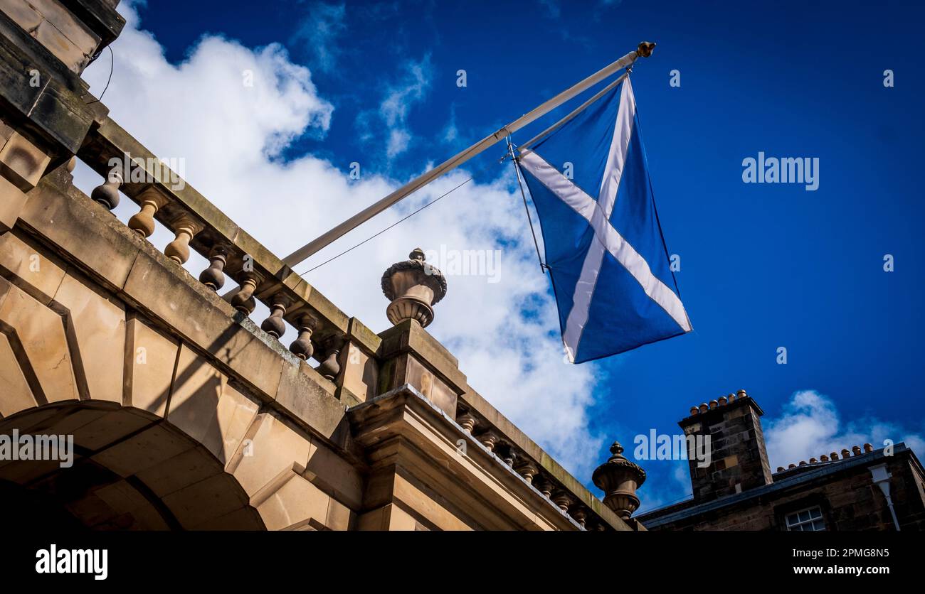 The Scottish Saltire flying at Edinburgh City Chambers Stock Photo - Alamy
