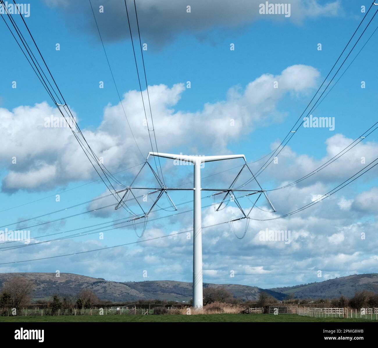 March 2023 - Power line pylons in Somerset distributing power from the ...