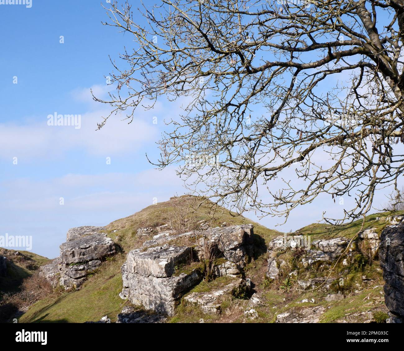 March 2023 - Rocky outcrops in the hills of somerset, England, UK Stock ...