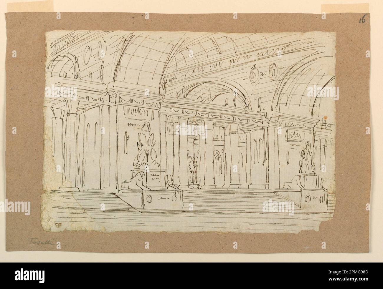 Drawing, Stage Design, Entrance to Antique Hall; Designed by Angelo ...