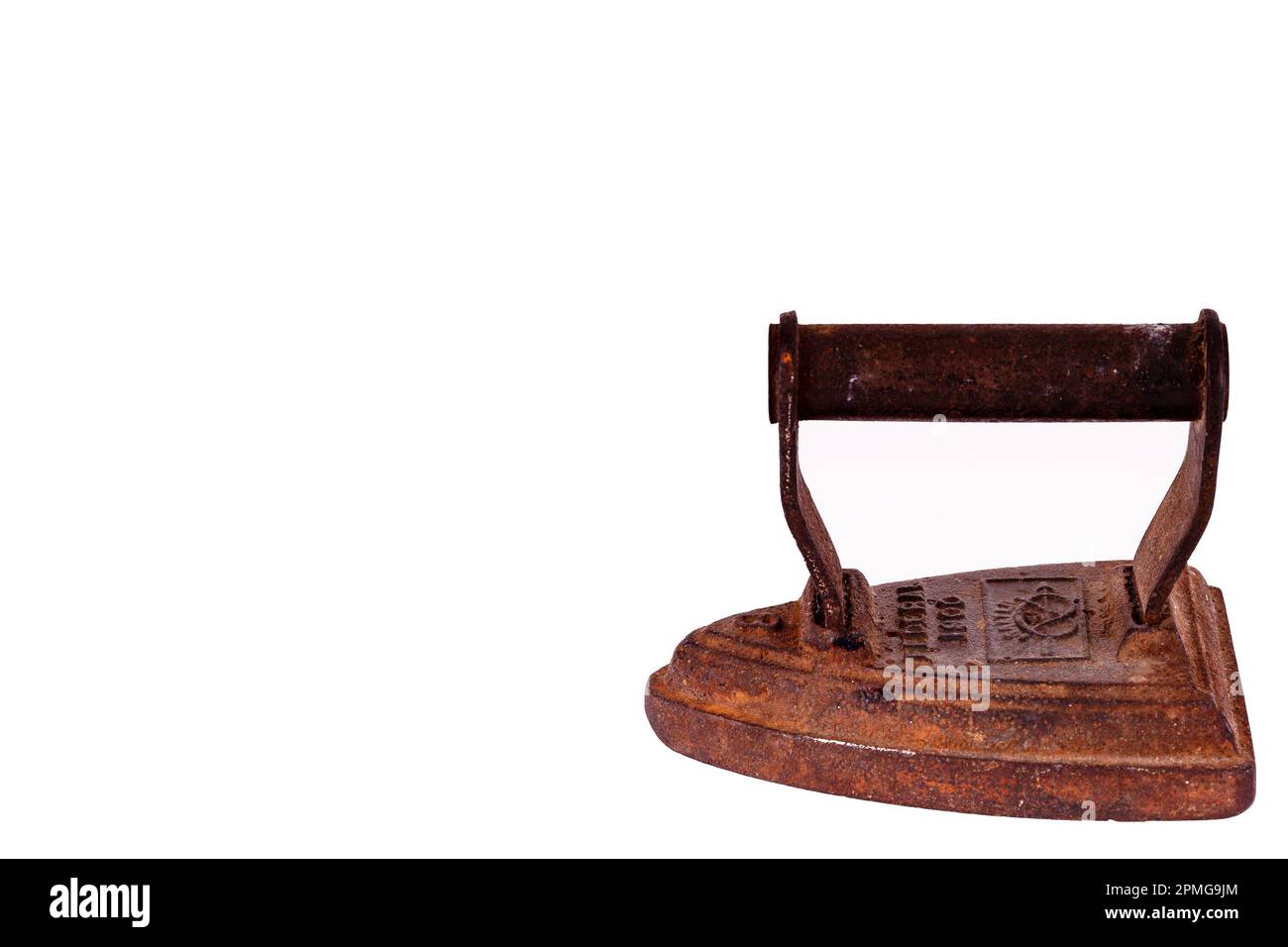 Vintage things. Close up of old style rusty iron isolated on white ...