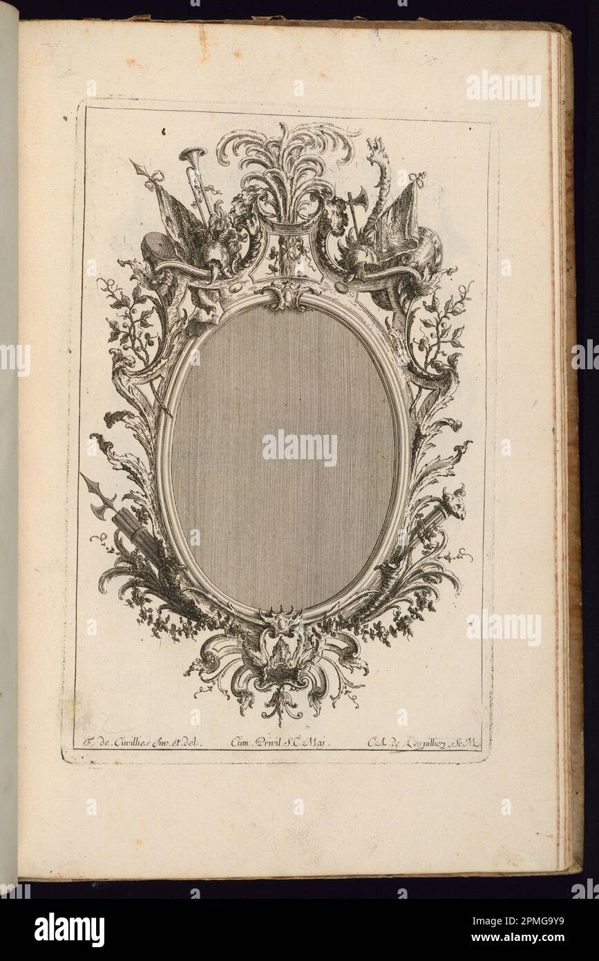 Bound Print, Cartouche with Armorial Trophies; Designed by François de ...