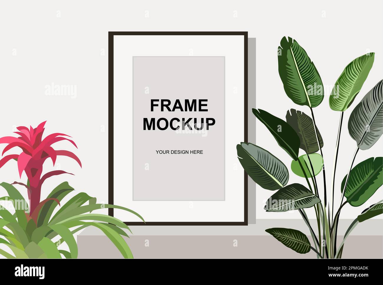 Frame mockup with potted house plants vector Stock Vector Image & Art ...