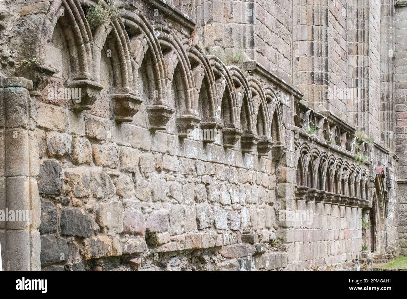 Ornate stonework on the walls of Bolton Abbey on the Duke of Devonshire ...