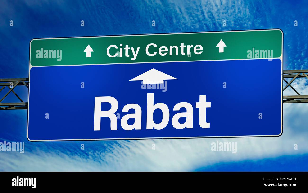 Road sign indicating direction to the city of Rabat Stock Photo - Alamy