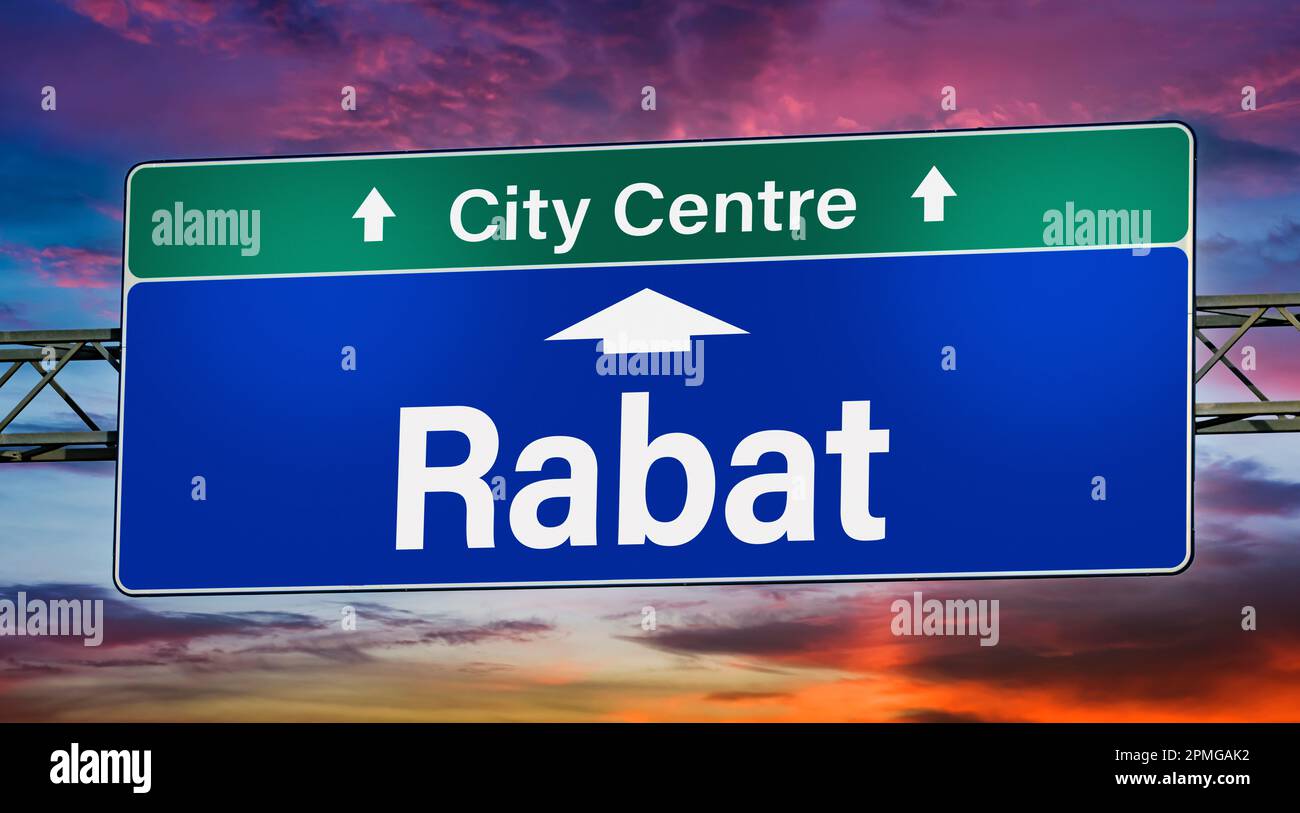 Road sign indicating direction to the city of Rabat Stock Photo - Alamy