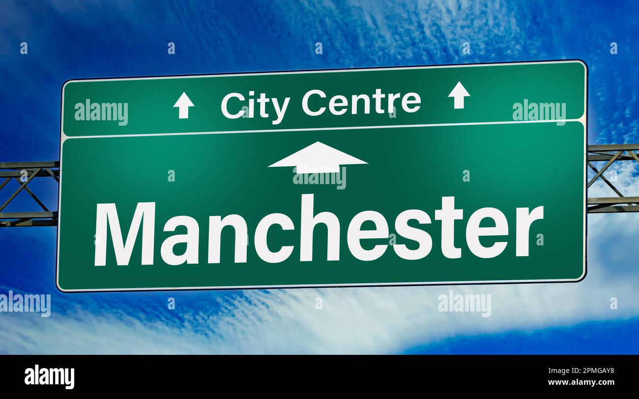 Manchester airport sign hi-res stock photography and images - Alamy