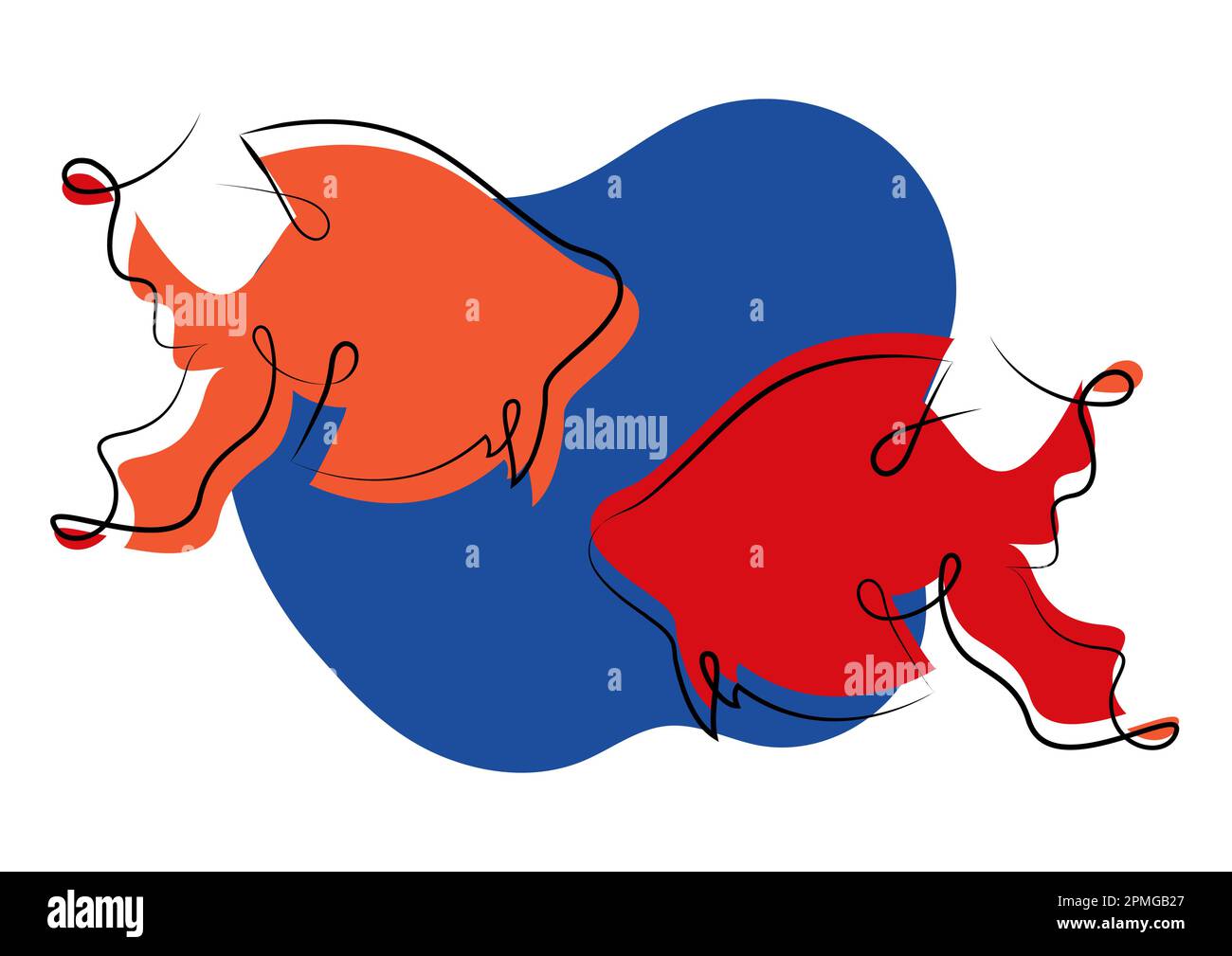Abstract fish minimalist outline hand drawing style Stock Vector Image ...