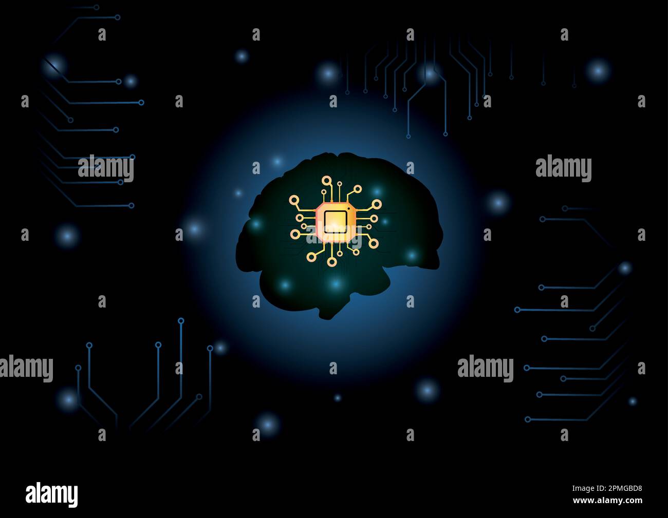 Artificial intelligence brain. Vector illustration of artificial ... Artificial intelligence brain. Vector illustration of artificial ...
