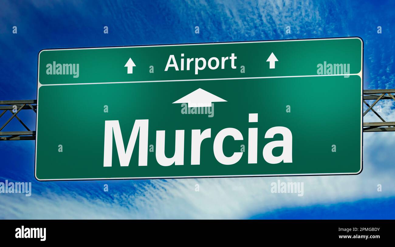 Road sign indicating direction to the city of Murcia Stock Photo - Alamy
