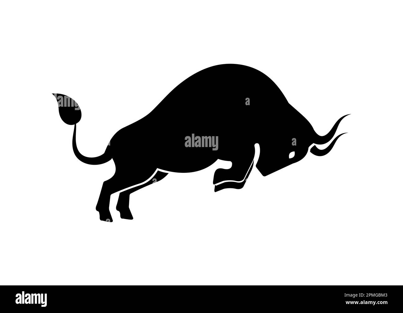 Black Bull Silhouette Clipart Vector on White Background Stock Vector ...