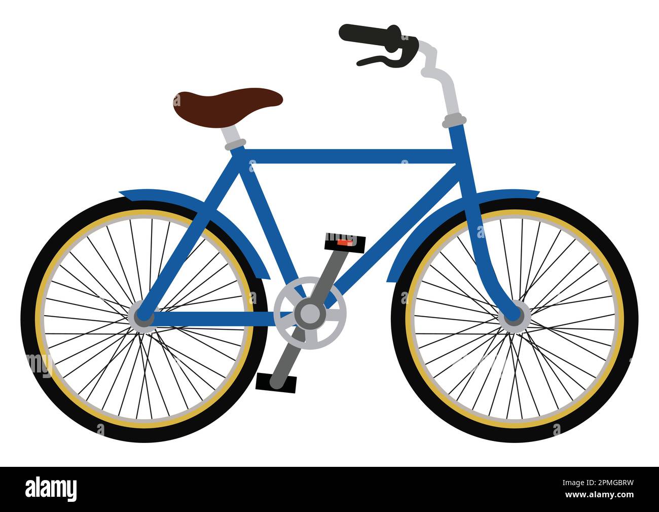 Blue City bicycle vector illustration. Bike isolated on white ...