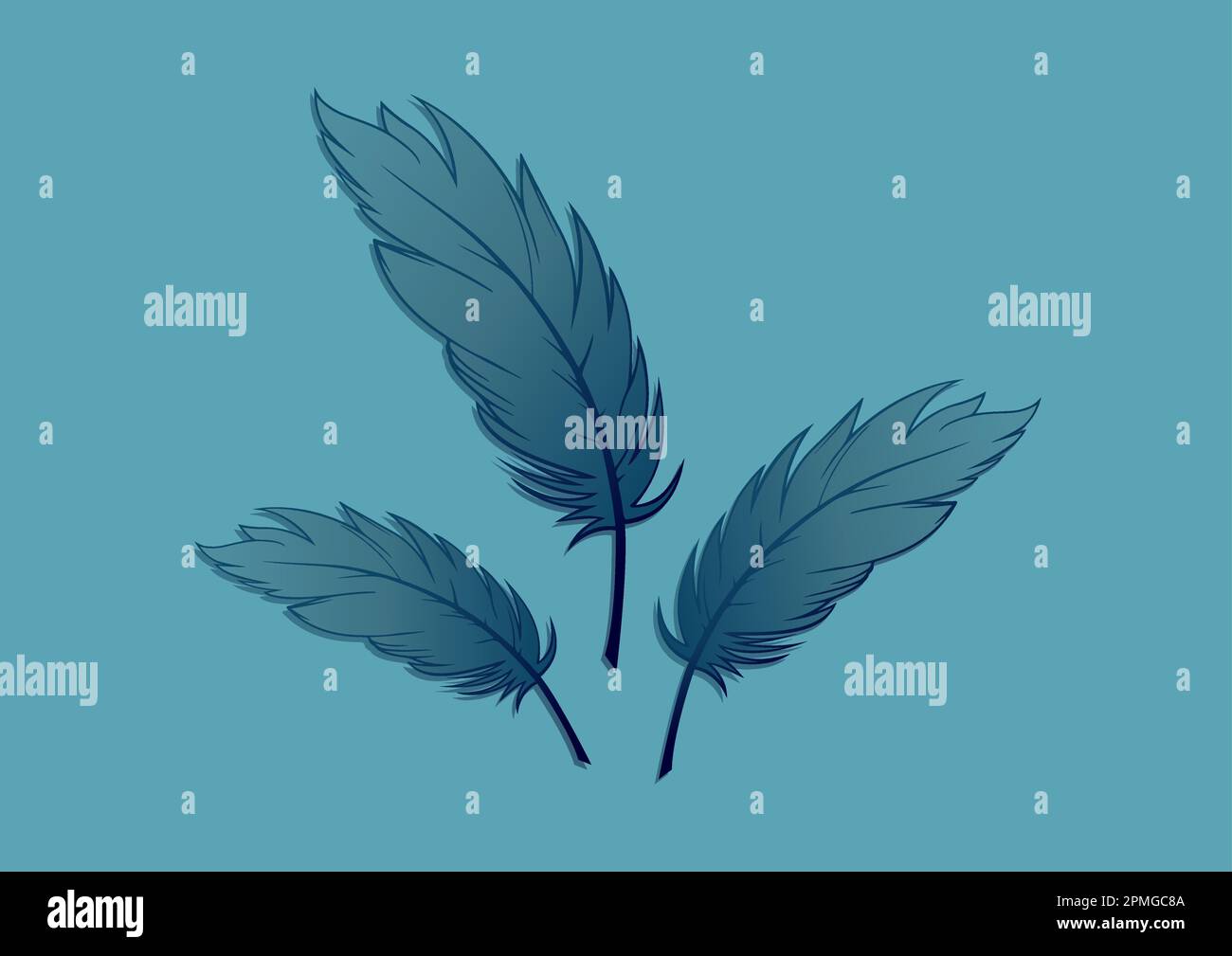 Blue Feather Art Vector. Silhouette Feather Stock Vector Image & Art ...