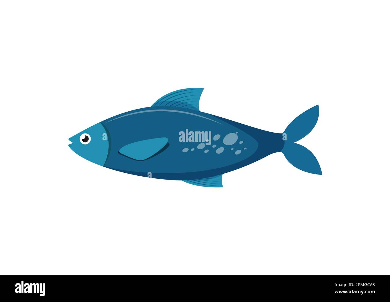 Cartoon blue fish in flat style. Vector illustration of sea fish ...