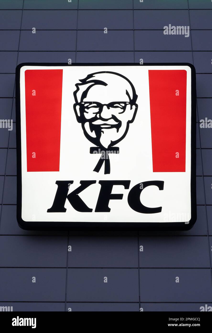 KFC neon sign logo on a facade. Minsk, Belarus, 2023 Stock Photo - Alamy