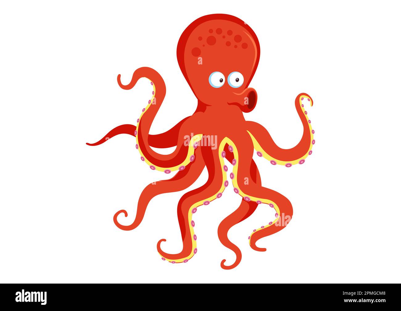 Cartoon octopus character isolated on white background. Vector ...