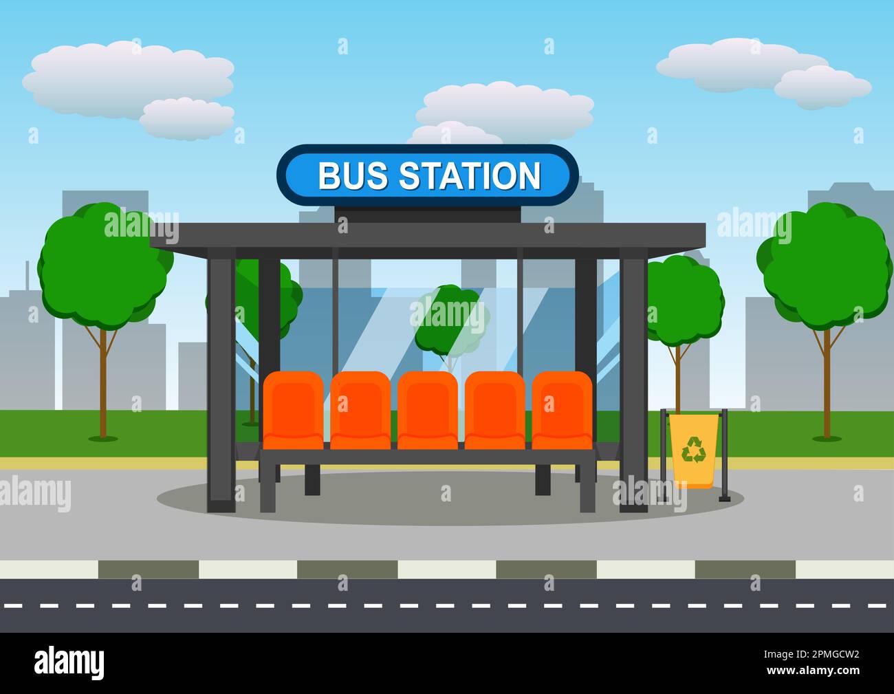 Bus shelter by tree Stock Vector Images - Alamy