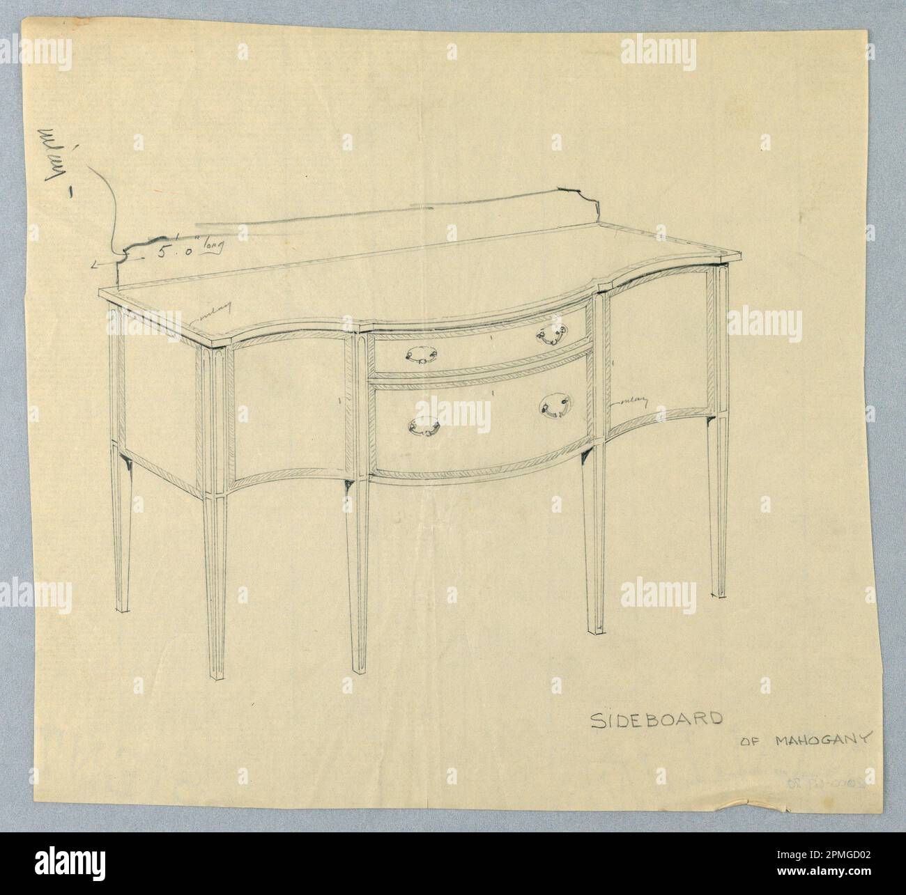Drawing, Design for Sideboard of Mahogany with Serpentine Front ...