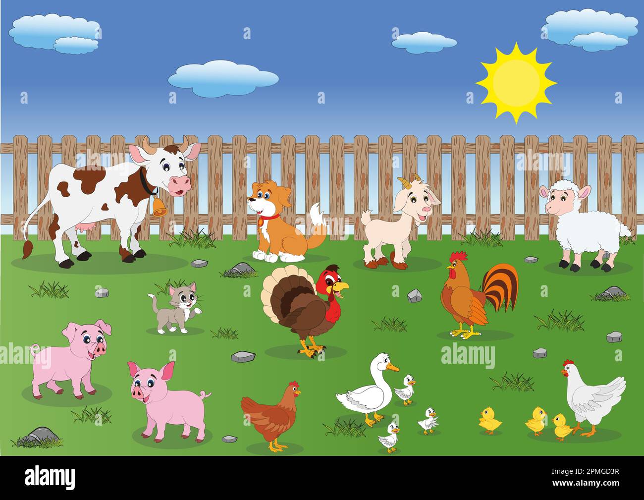 Cartoon Illustration of Farm Animals. Domestic animals Stock Vector ...
