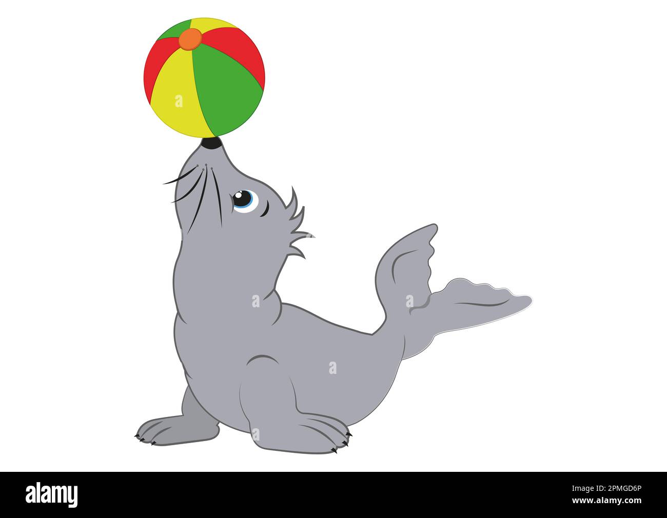 Cartoon seal who plays with the beach ball. Vector seal, Beach Ball ...