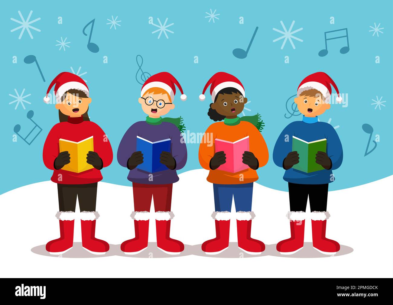 Children sing Christmas carols vector illustration Stock Vector Image ...