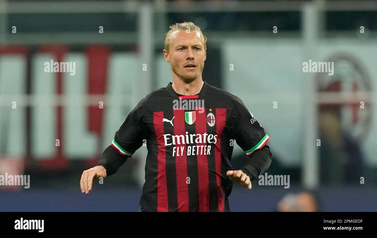AC Milan's Simon Kjaer controls the ball during the Champions League ...