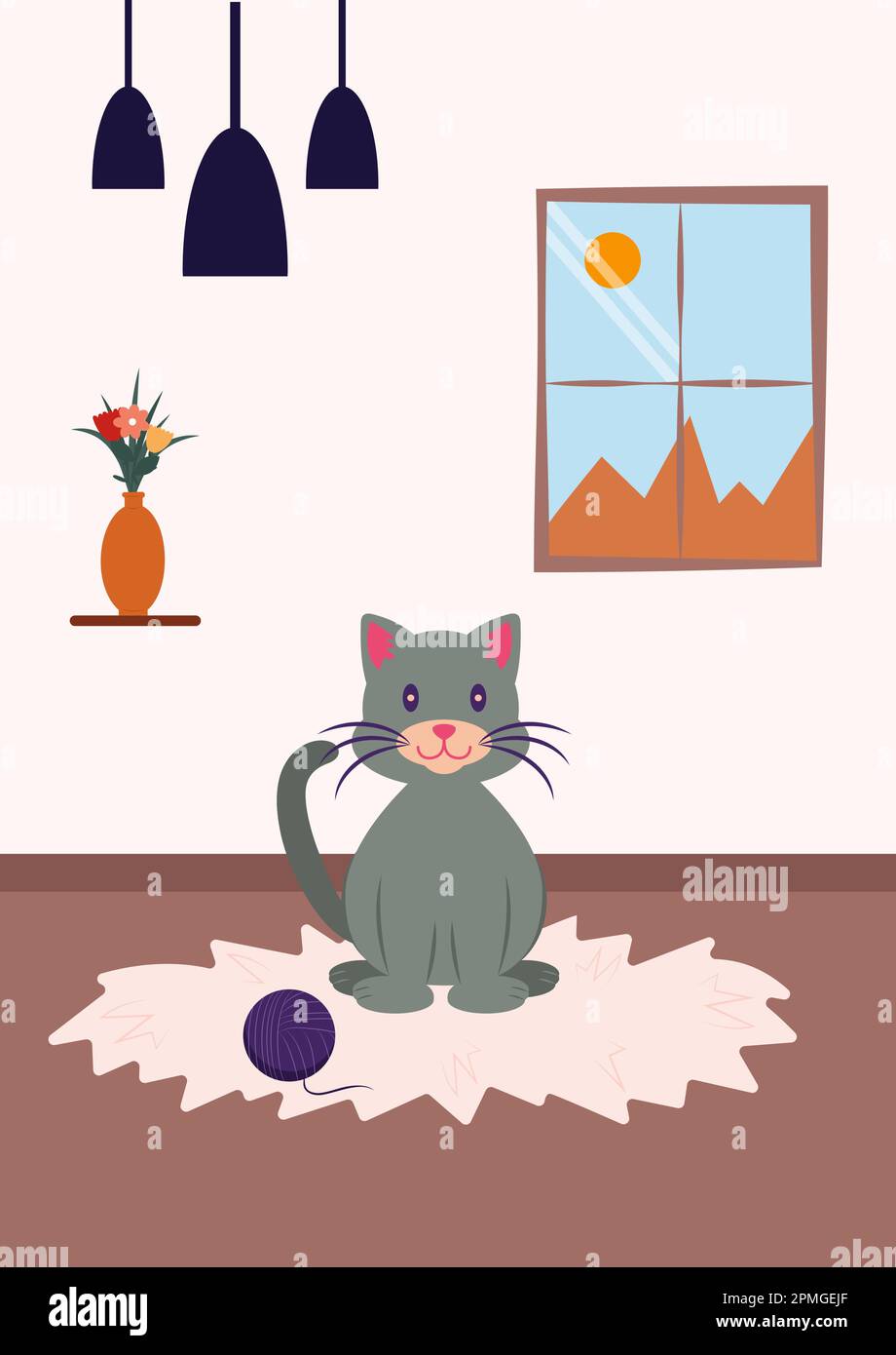 Cute cozy cat Stock Vector Images - Alamy