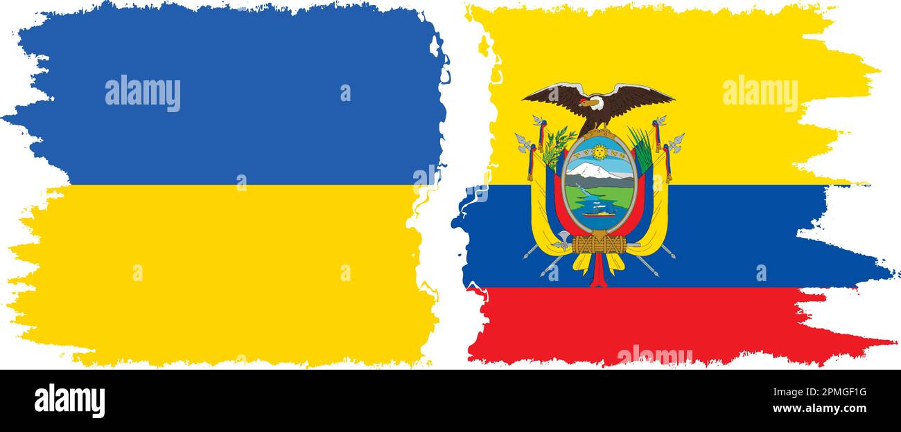 Ecuador and Ukraine grunge flags connection, vector Stock Vector Image ...