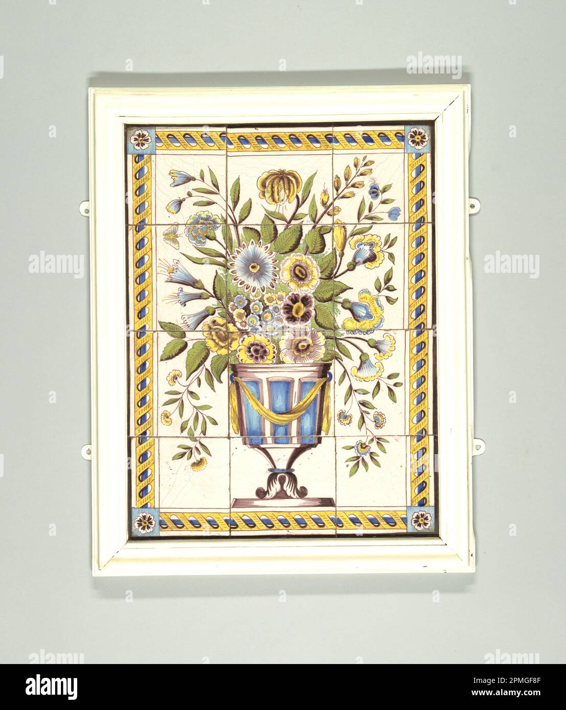 Tile Panel (France); glazed earthenware, painted wood frame Stock Photo ...