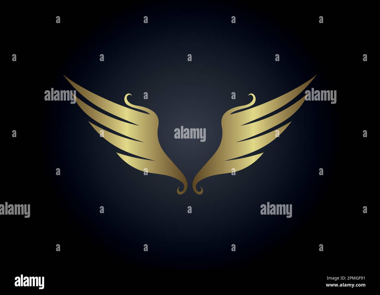 Golden luxury wings mockup vector illustration. Golden mockup wings ...