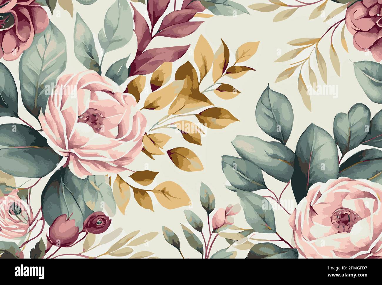 Abstract floral art background template. Botanical watercolor hand ...